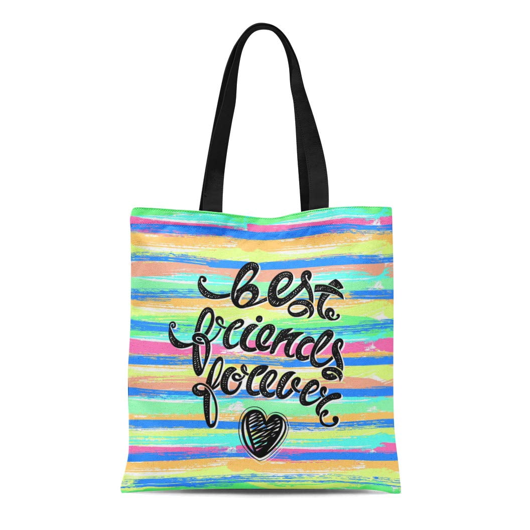 ASHLEIGH Canvas Tote Bag Bff Best Friends Forever Letters Applique ...