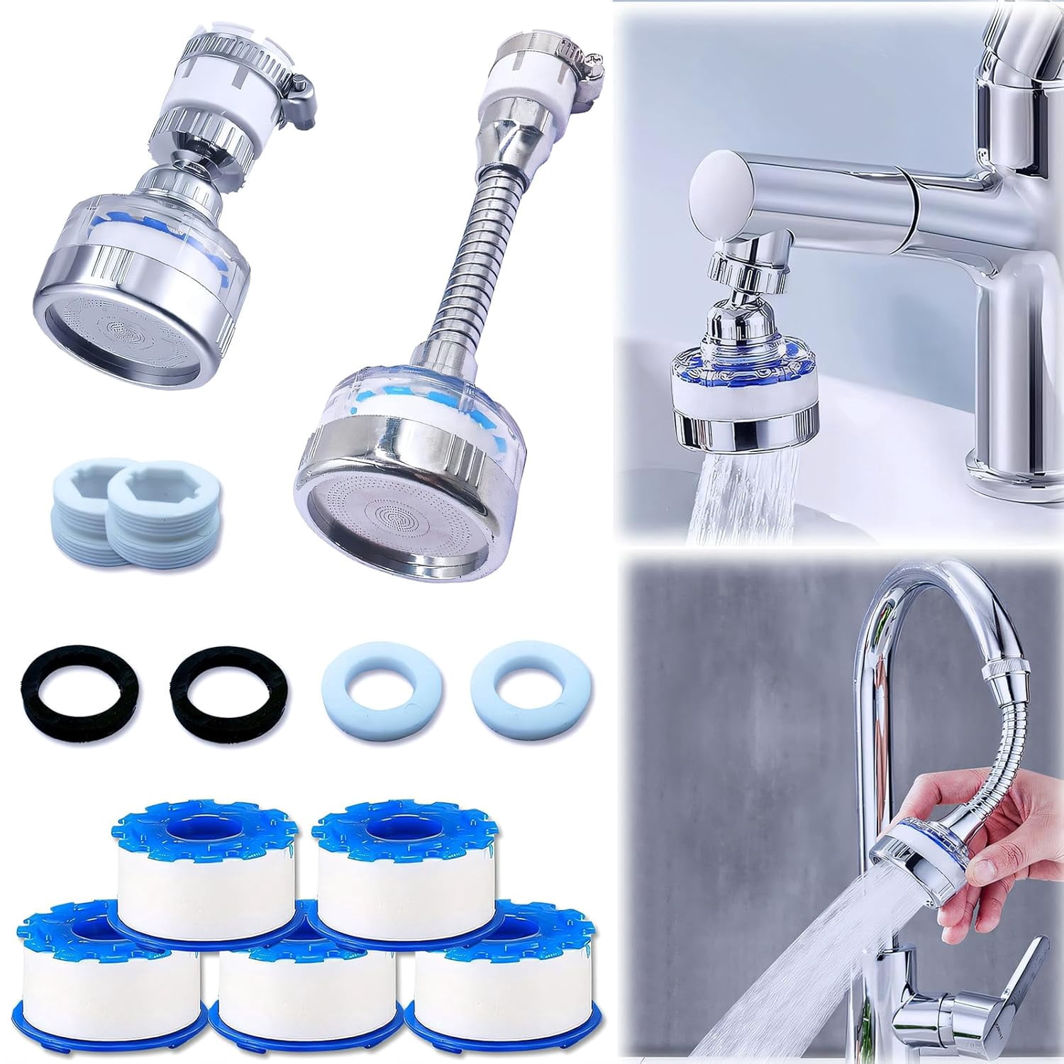 shiyou-2PCS Sink Water Filter, Faucet Filter, 360° Rotating Faucet ...