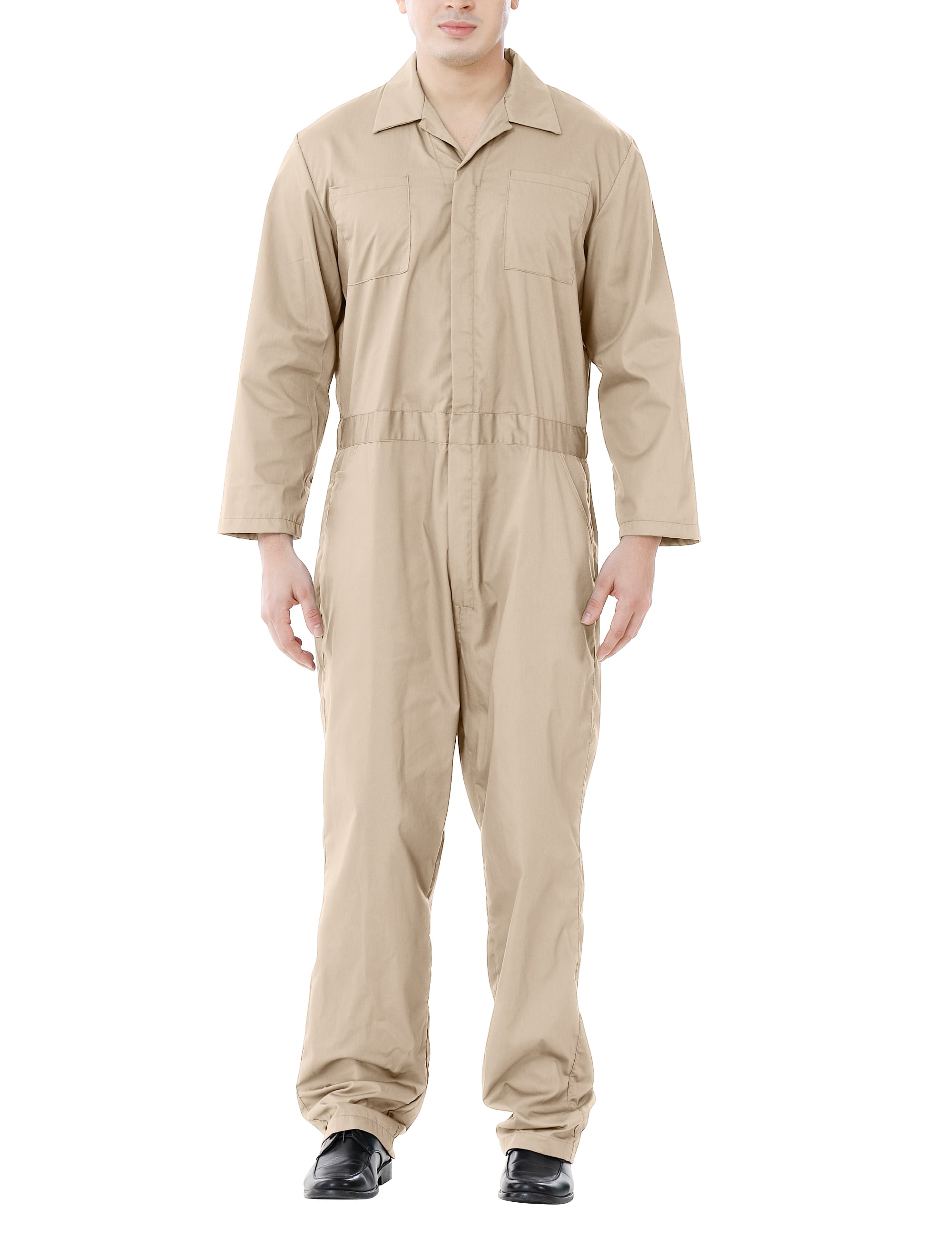 Toptie Blended Long Sleeve Coverall for Men, Regular Length-Khaki-S ...