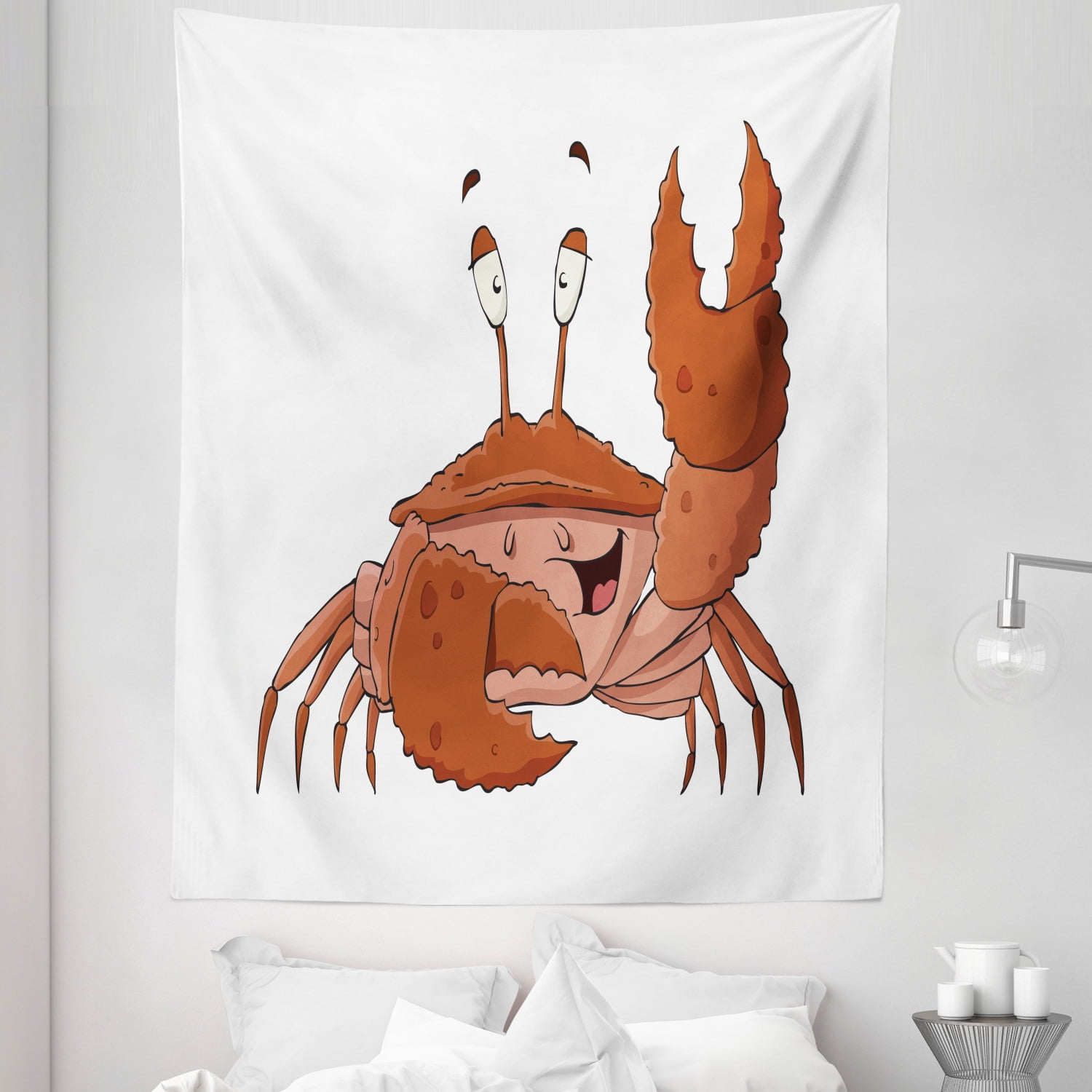 Crabs Tapestry, Friendly Chela Arthropod Waving His Nipper Greeting ...