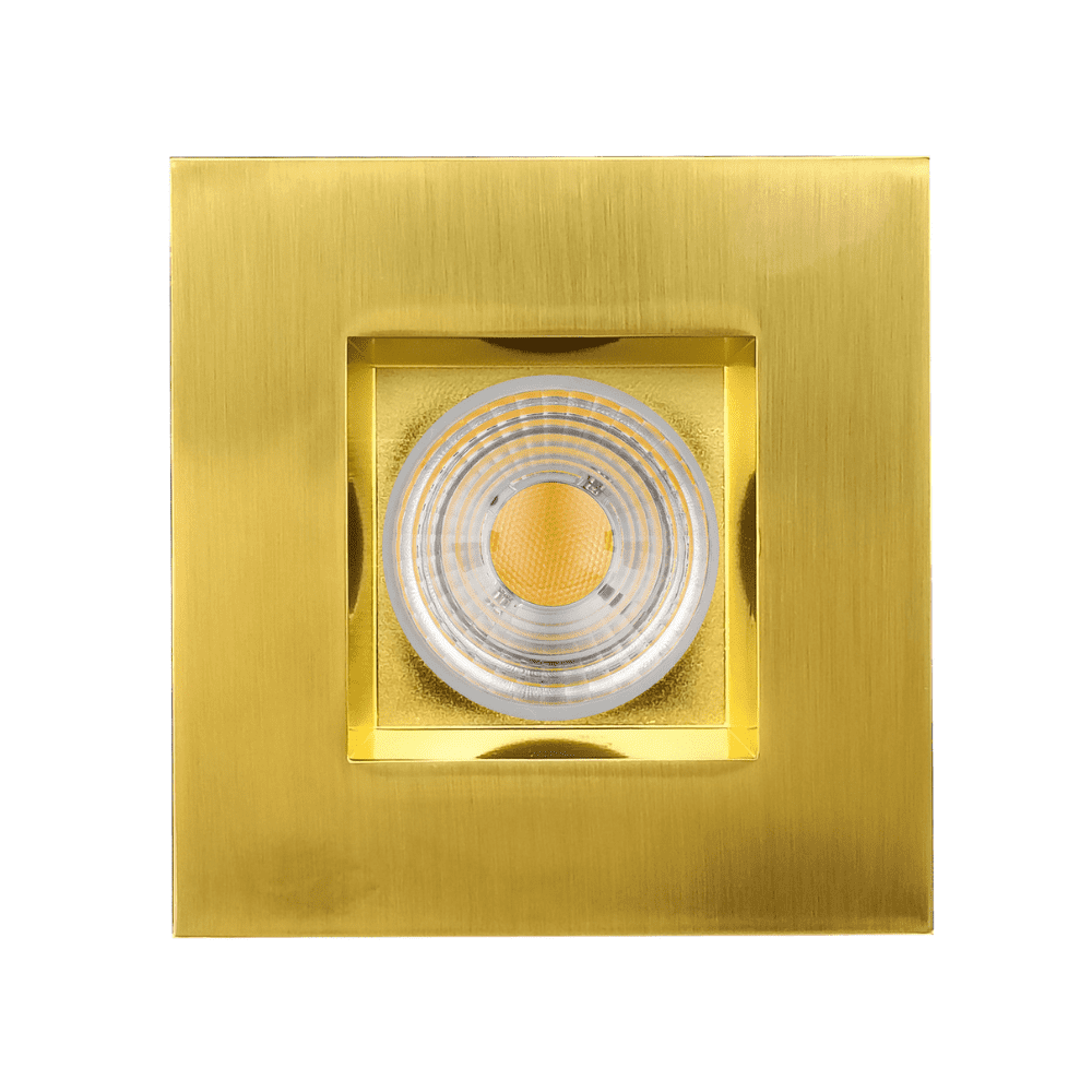 Perlglow 4 inch Square Brushed Brass Downlight Luminaire, LED Recessed ...