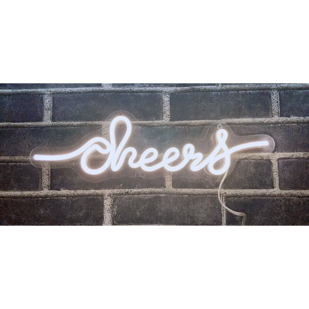 Queen Sense 14"x4.5" Cheers LED Sign Light Wall Decor Party Night ...