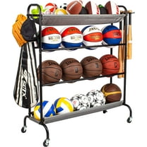 Champro Sports Rolling Basketball Ball Cart Storage Rack, 3 Rows/12 ...