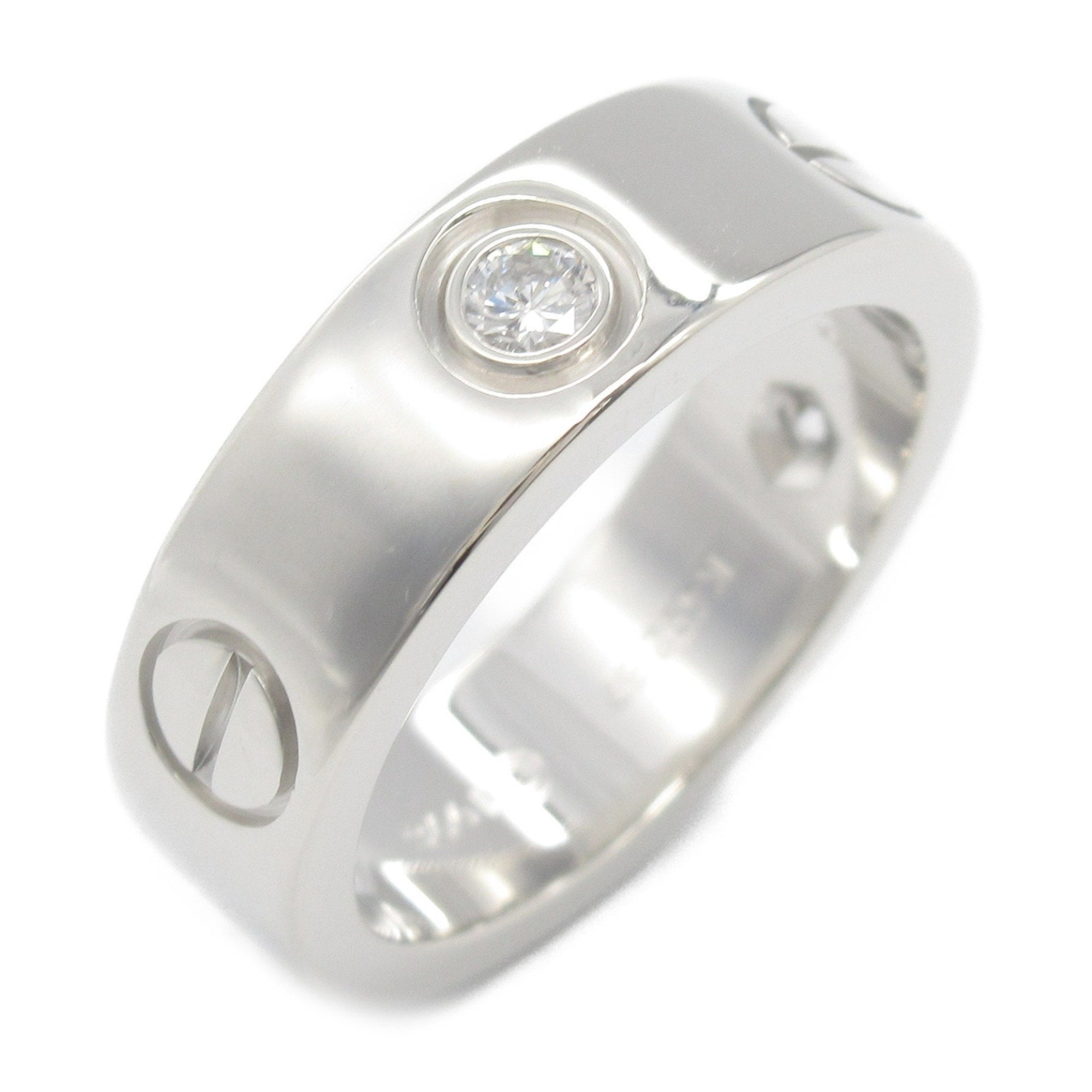 Pre-Owned Cartier Love Ring 3PD K18WG (White Gold) Diamond Ladies Clear ...