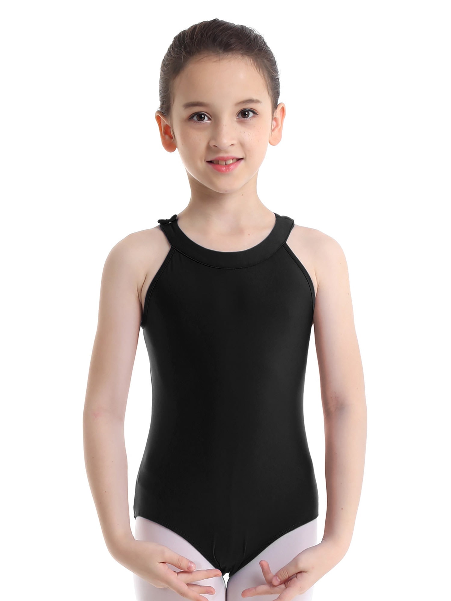 YiZYiF Kids Girls Floral Lace Back Ballet Leotard Solid Color Dance ...