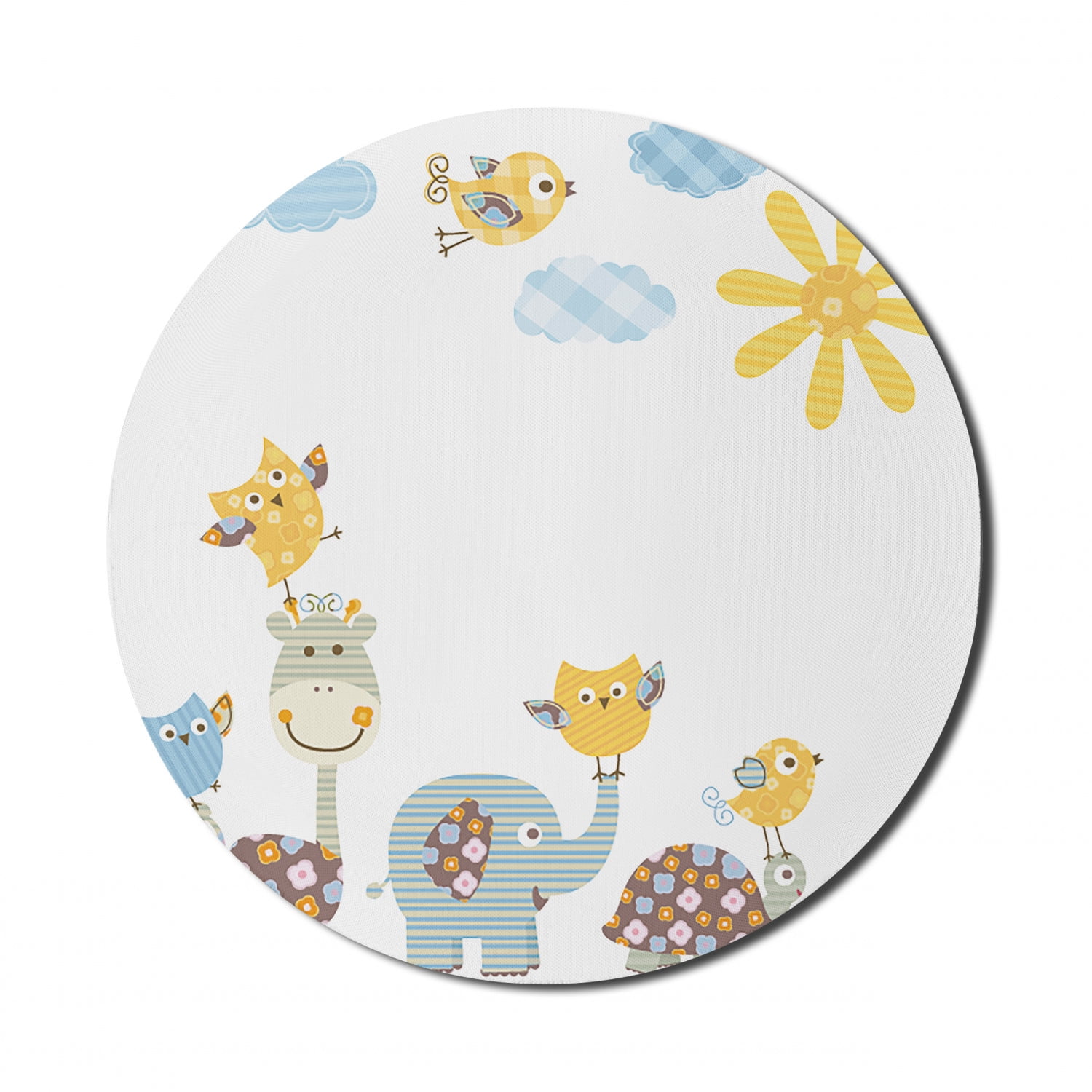 Cartoon Mouse Pad for Computers, Jolly Jungle Creatures Happily Walking ...