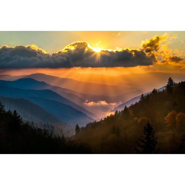 Smoky Mountain Wall Art Sunrise Over Blue Ridge Mountains Scenic ...