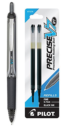 Pilot Precise V7 RT Rolling Ball, Fine Point, Black Ink 1 Pen & 2 ...
