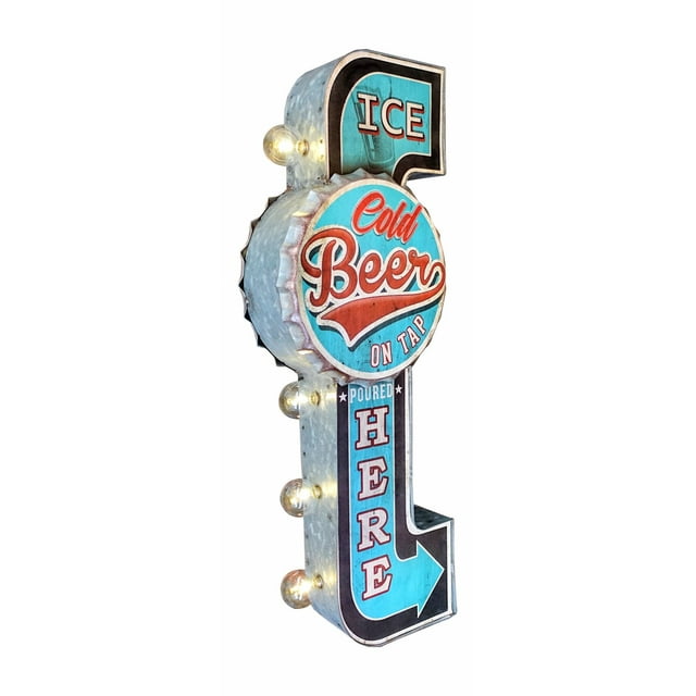 Ice Cold Beer 'On Tap' LED Marquee Sign, Vintage Retro Decor for Game ...