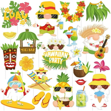 21pcs Luau Photo Booth Props Set, Aloha Hawaiian Tropical Party ...