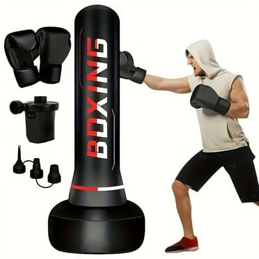 Prorobust 4ft Black PU Leather Punching Bag Set, MMA Boxing Gloves ...