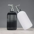 500ml Refillable Soap Dispenser Bamboos Pump Striped Bathroom ...