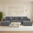 132" Gray Cloud Couch, U-Shaped Modular Sectional Sofa, 6-Seater ...