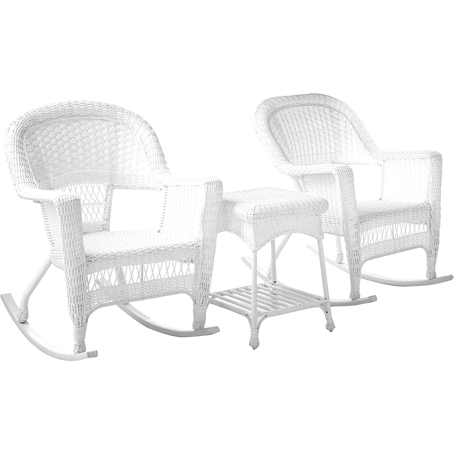 Jeco Resin Wicker High Back Rocking Chair, White - Walmart.com