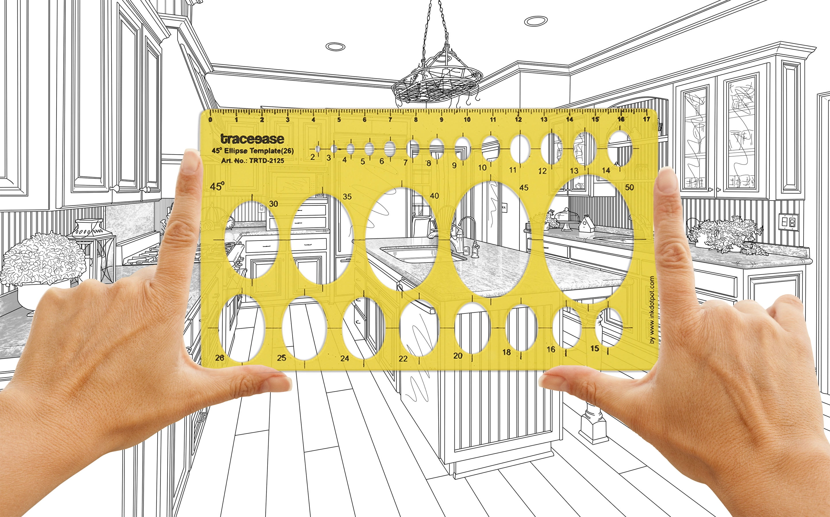 Designing Template Measuring Ruler Traceease Geometric Drafting Ellipse ...