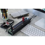 USB Hub Powered, 13 Multi-Port USB Hub with 10 USB 3.0 Ports, 2 IQ ...
