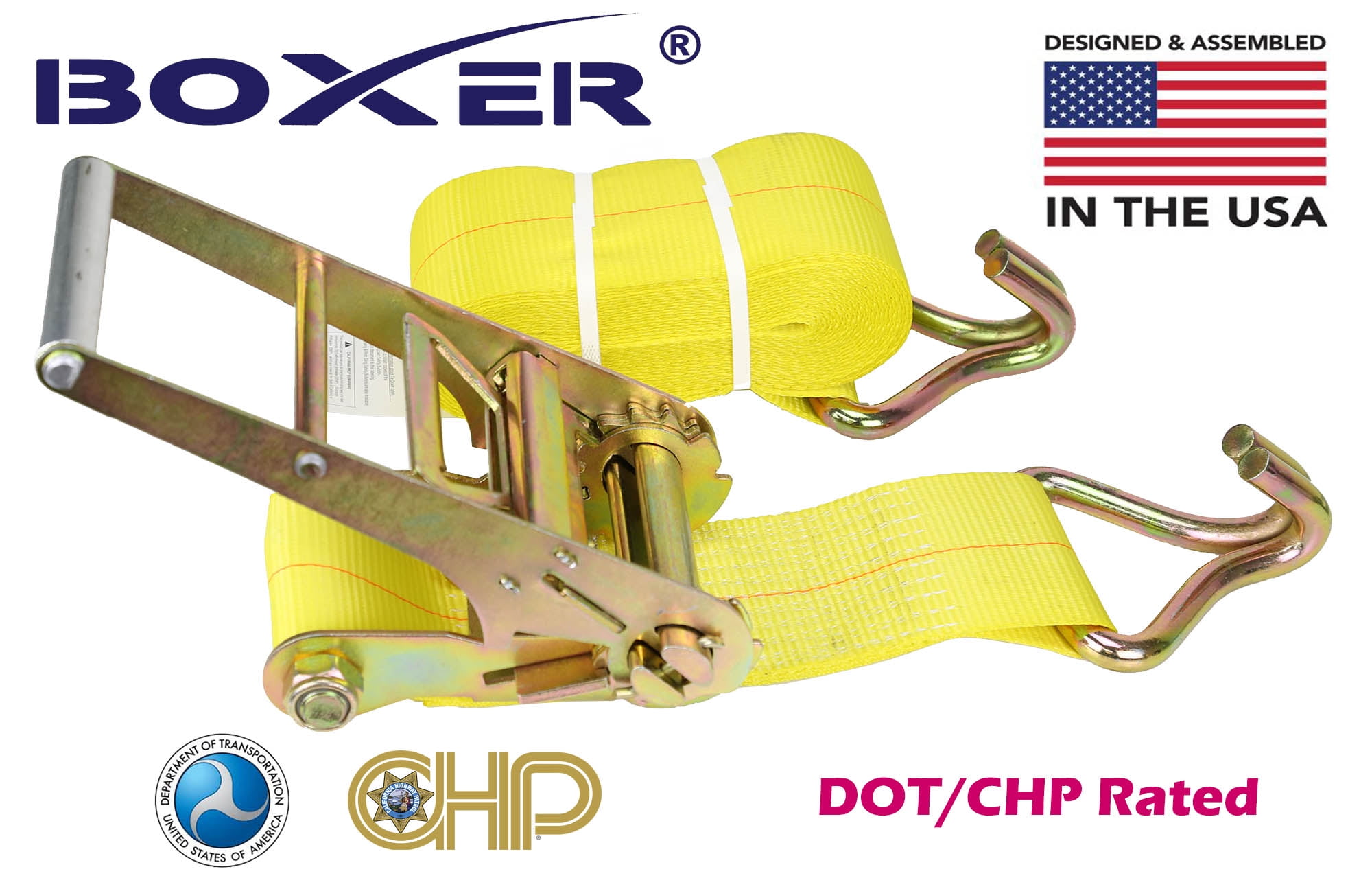 New Boxer Dual Locking DOT 4" X 30' Ratchet Strap w/ Wire Hooks Flatbed ...