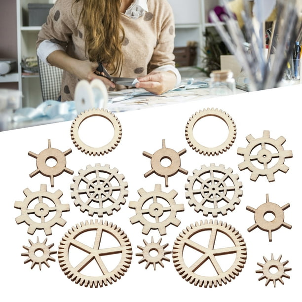 ANGGREK DIY Decorations,72Pcs Wooden Gear Chips 16mm To 32mm Composite ...