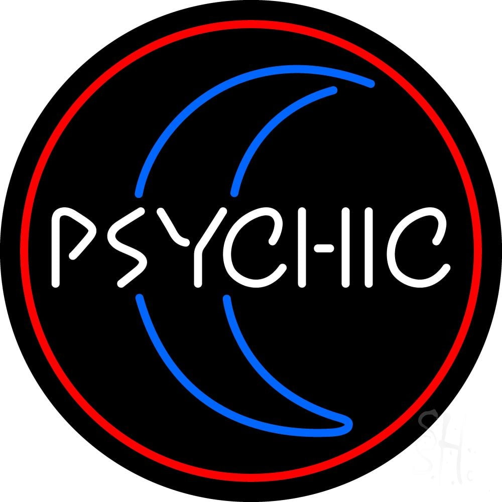 Red Psychic White Logo LED Neon Sign 26" Tall x 26" Wide - inches Black ...