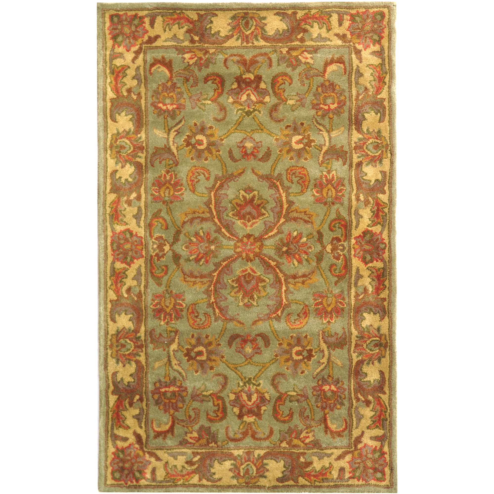 SAFAVIEH Heritage Cheshunt Traditional Wool Area Rug, Green/Gold, 2' x ...