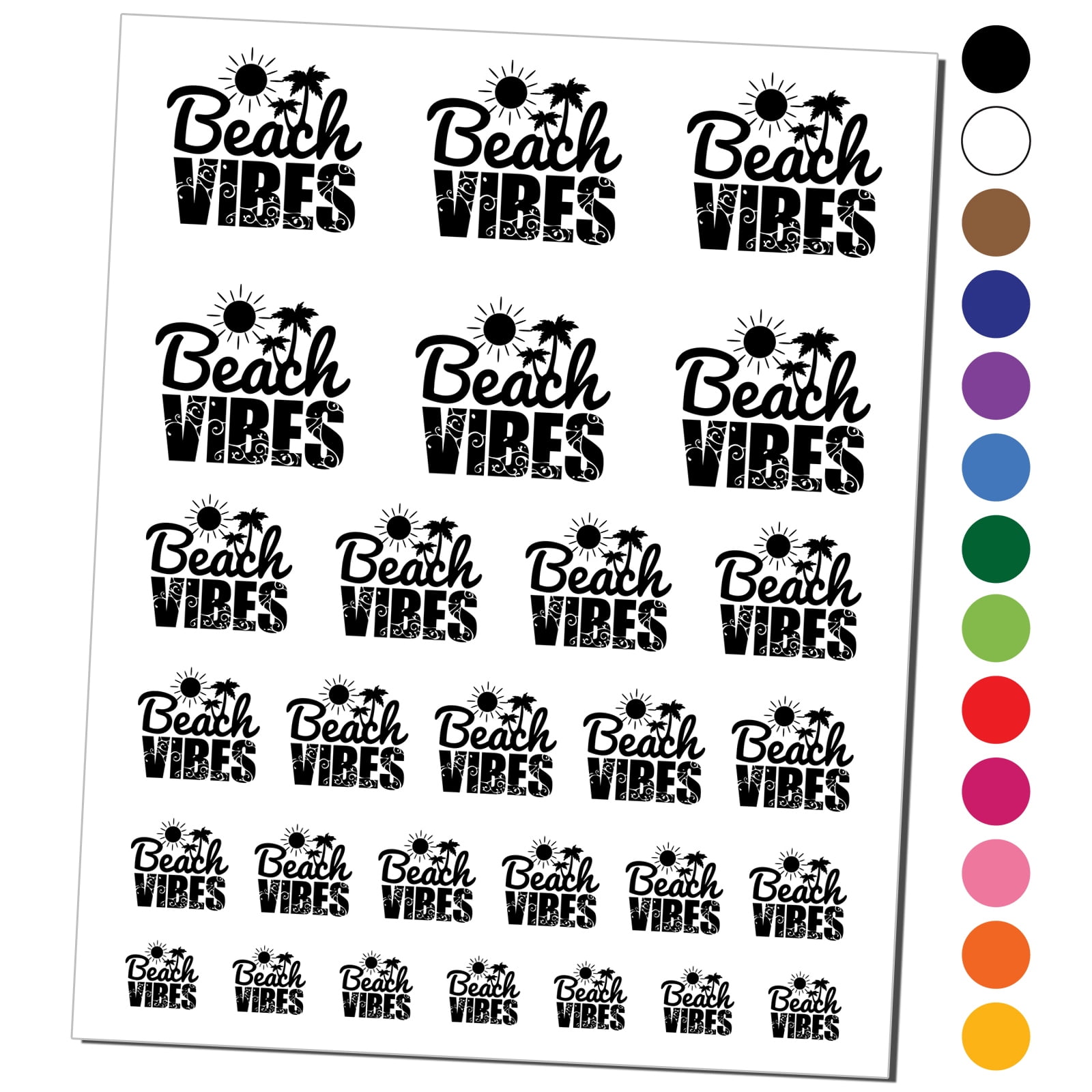 Beach Vibes with Sun and Waves Water Resistant Temporary Tattoo Set ...