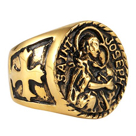 Gold-Plated Stainless Steel St. Saint Joseph Medal Protect US Amulet ...