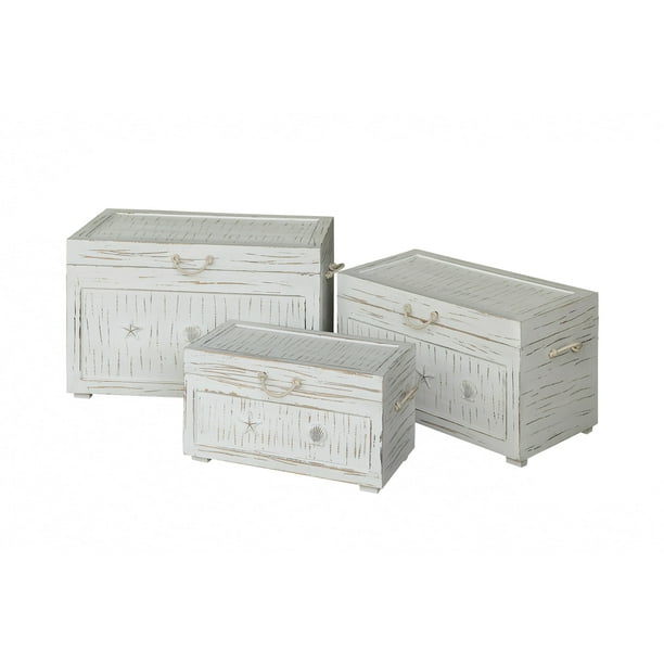 Seaside White Shell Set Of 3 Trunks - Walmart.com