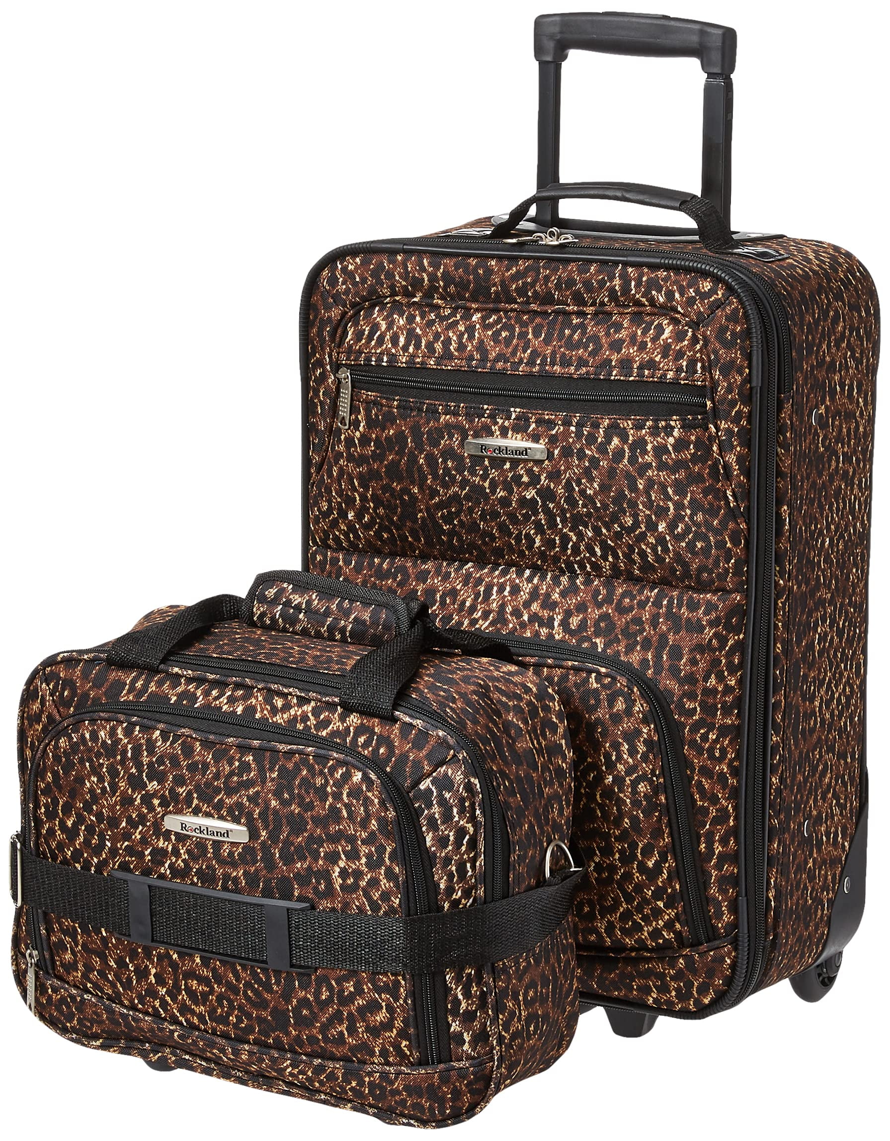 Rockland Fashion Softside Upright Luggage Set, Leopard, 2-Piece (14/19 ...