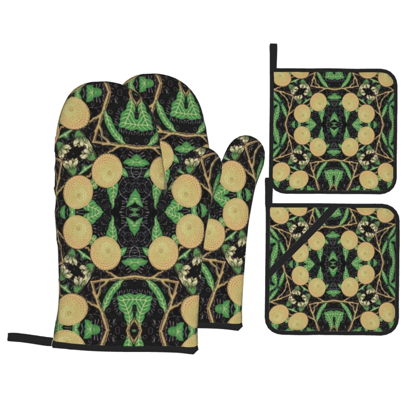Oven Mitts and Pot Holders Set, Baking 4-Piece Set for Kitchen for ...