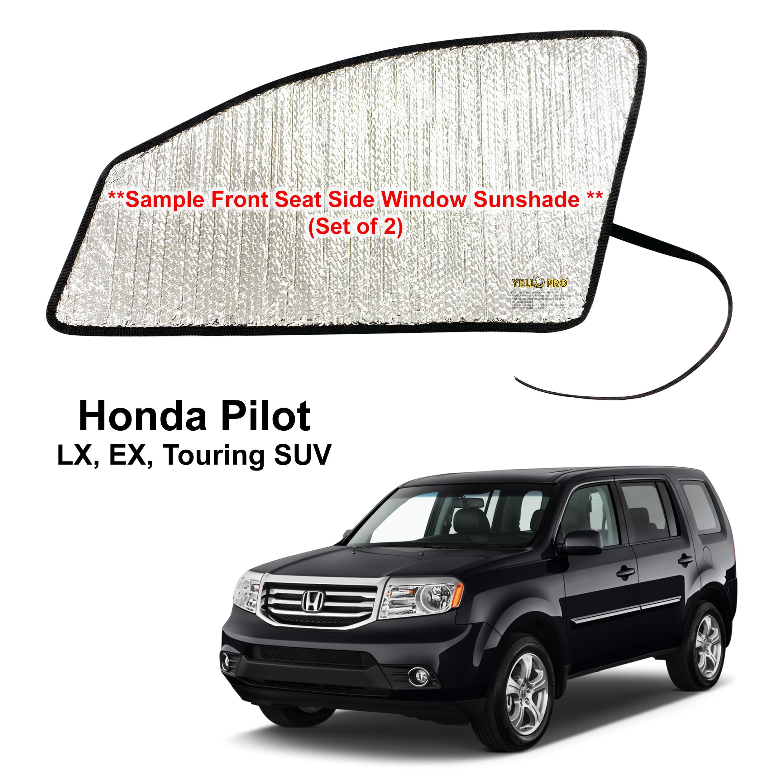 Side Window Front Row Sunshades for 2009-2015 Honda Pilot SUV (Set of 2 ...