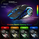 XINMENG Wireless Gaming Keyboard and Mouse, Rainbow Backlit ...
