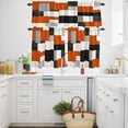 Abstract Color Block Kitchen Curtains Valance and Tier Set Orange Black ...