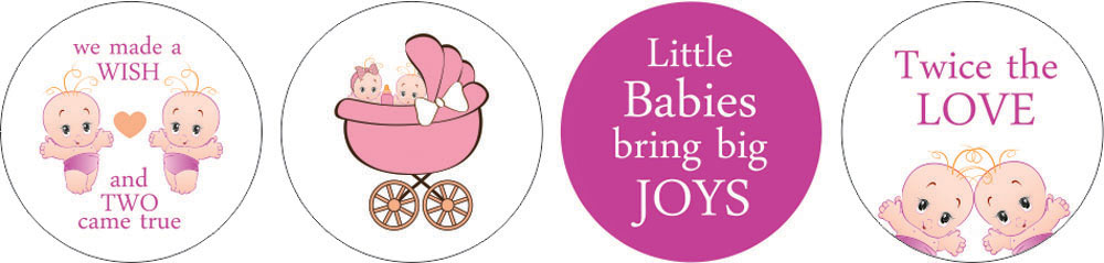 Darling Souvenir Party Favor White Twins Baby Shower Stickers chocolate ...