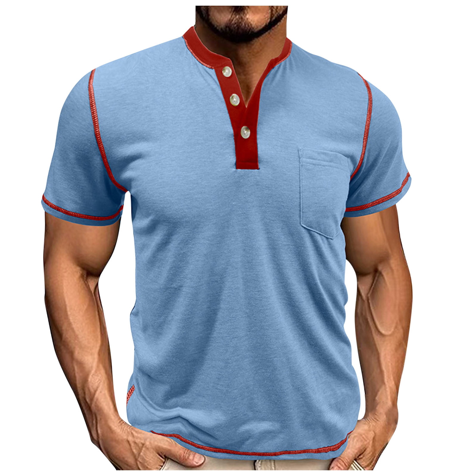 Click here for Aherbiu Mens Henley T Shirts Button Casual Tee Shi... prices