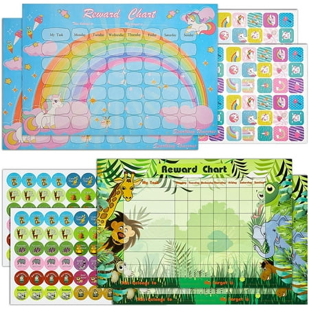 8 Pieces Rewar Chart with Stickers Inclu es 2 Pieces Jungle Animals ...