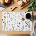 Blue Yellow Spring Floral Cotton Linen Placemats Set of 1, Watercolor ...