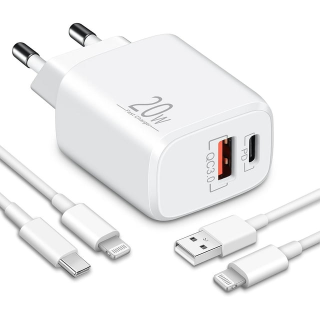 LUOSIKE 20W USB C Charger for iPhone with 2 x 2m Lightning Cables ...