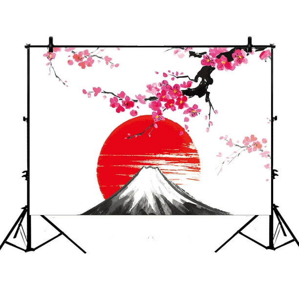YKCG 7x5ft Japan Sakura Branch Sun Fuji Mountain Photography Backdrops ...