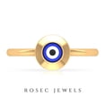 Black, White and Blue Enameled Evil Eye Ring for Women, 10K Yellow Gold ...