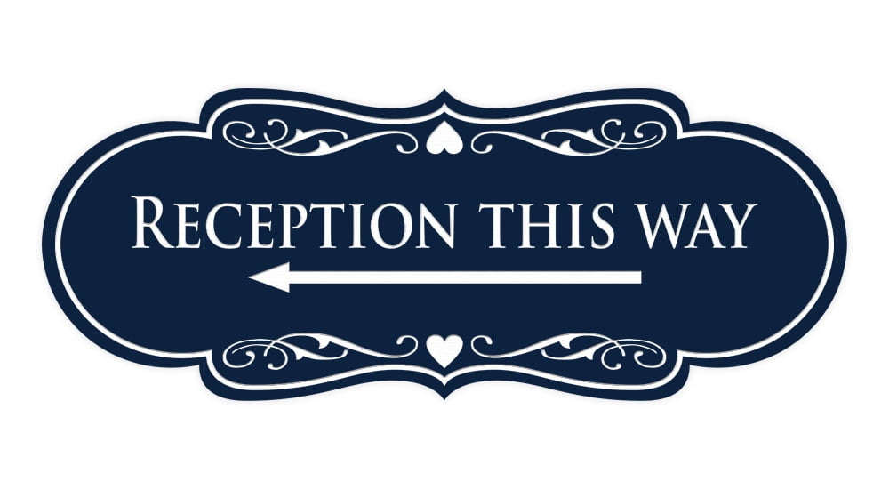 Designer Reception This Way Left Arrow Sign (Navy Blue / White) - Small ...