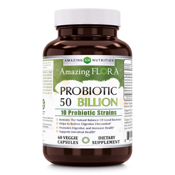 Probiotic Amazing Flora 50 mil millones, 10 cepas, 60 cápsulas | Bodega ...