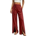 Asgosdo Women Pants High Waisted Wide Leg Side Slit Parachute Pants ...