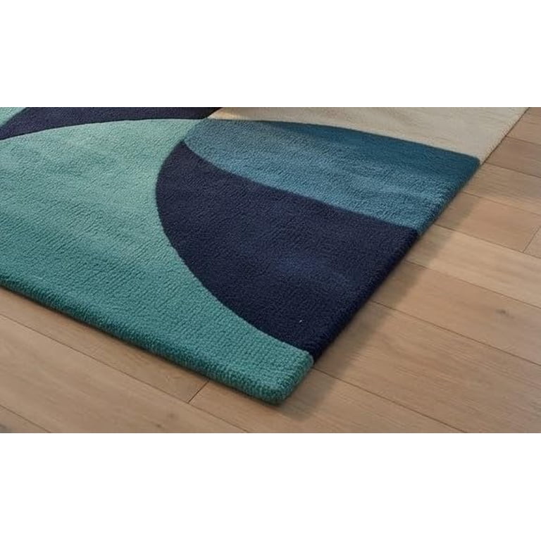 Hand-Tufted Wool Rug Featuring Abstract Geometric Color Block Pattern ...