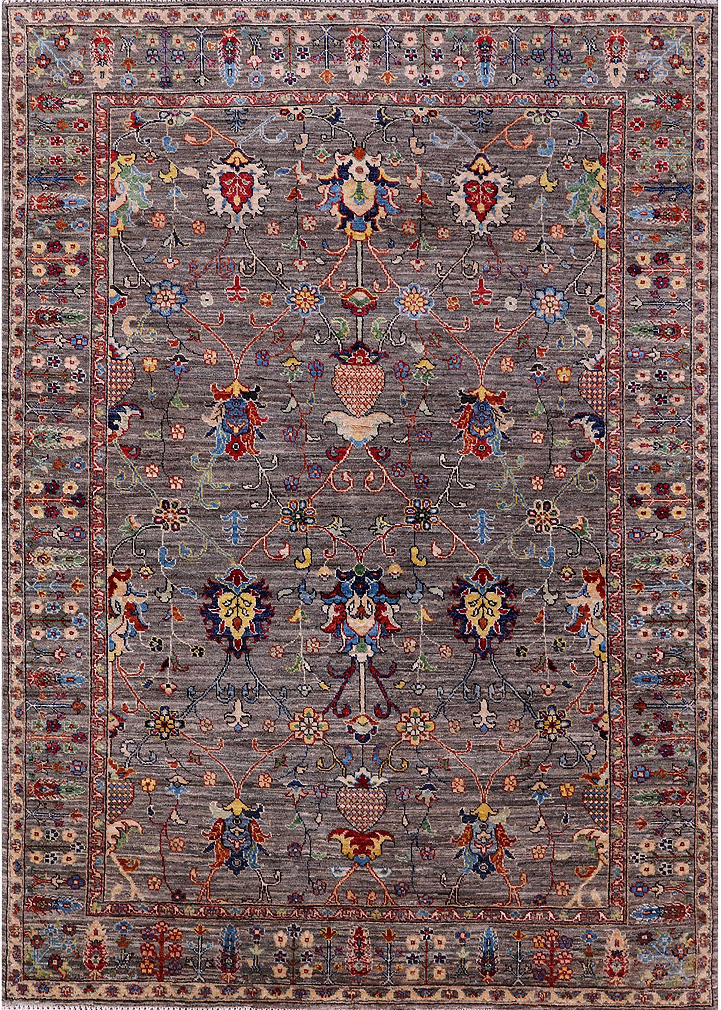 Ahgly Company Indoor Rectangle Mid-Century Modern Red Brown Oriental ...