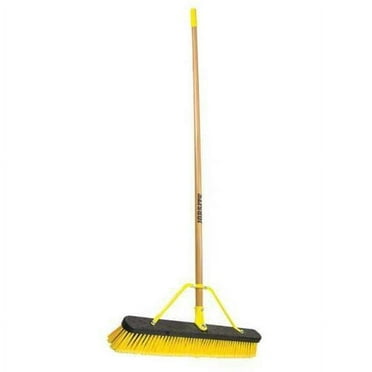 1 PK Quickie 24 in Sweep Face Push Broom, Stiff, Synthetic, Black, 60 in L Handle - Walmart.com