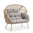 PARKWELL Double Wicker Egg Chair with Cushions - Patio Oversized 2 ...