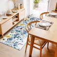Blue Eucalyptus Farm Blossom Rectangle Rug 2'x6' Pastoral Foliage ...