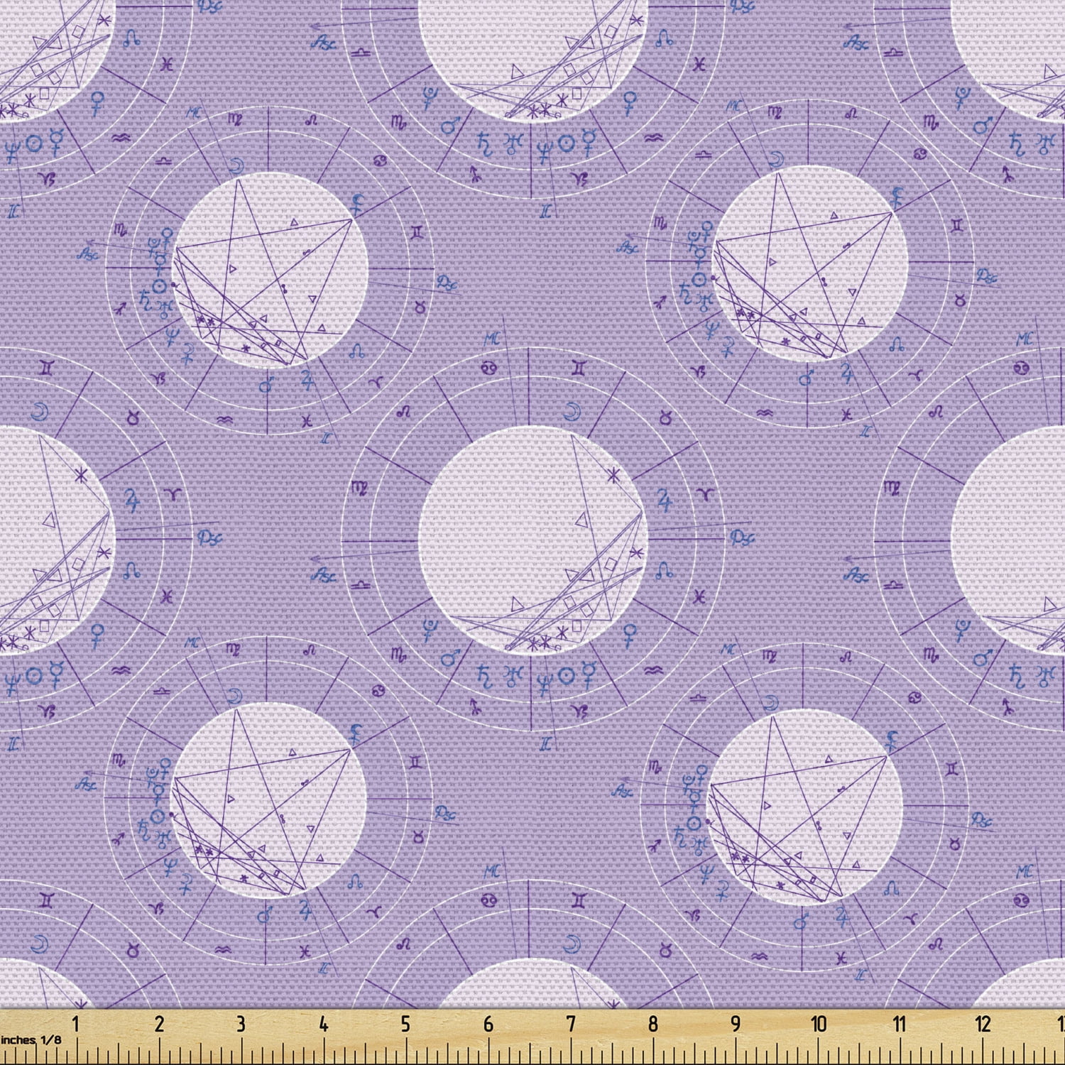 Zodiac Upholstery Fabric by the Yard, Continuous Natal Astrological ...
