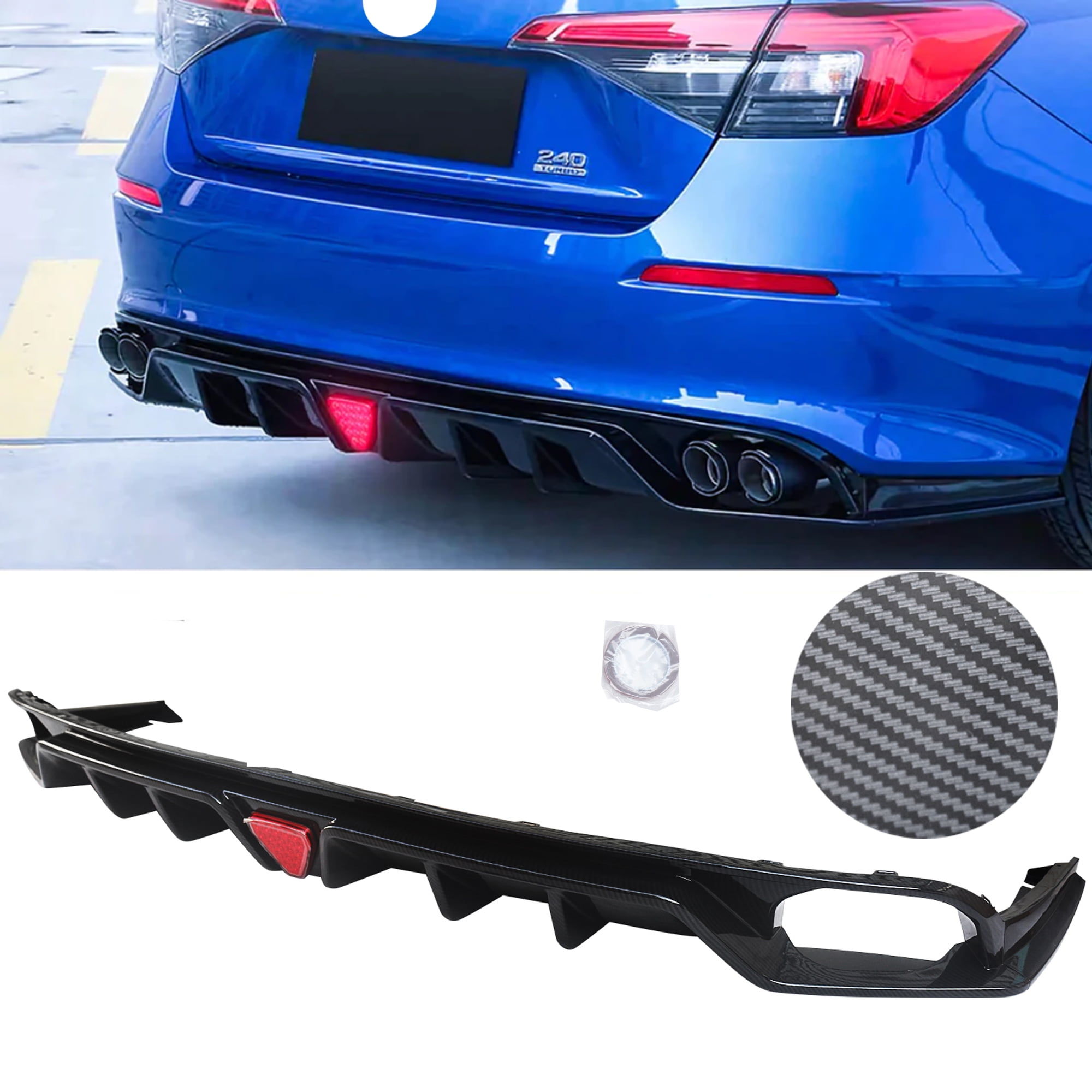 NINTE Rear Diffuser for 2022 2023 11th Gen Honda Civic Sedan Carbon ...