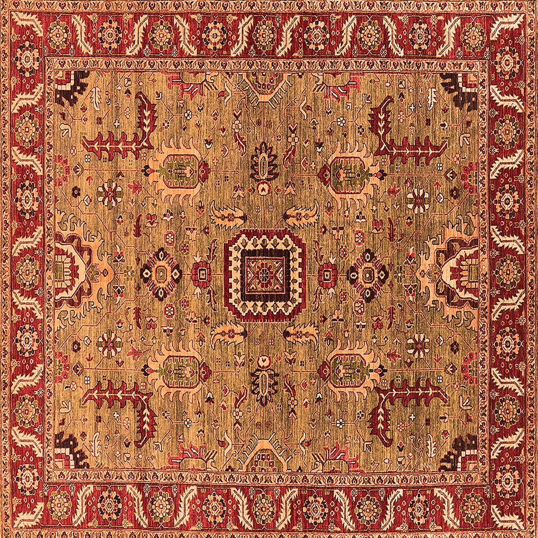 Ahgly Company Indoor Square Oriental Orange Industrial Area Rugs, 7 ...